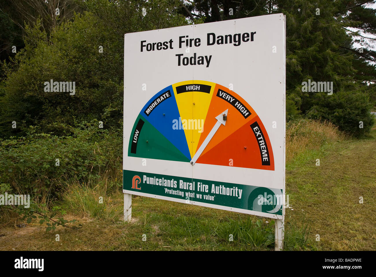 Fire warning Sign N Zealand Stock Photo - Alamy