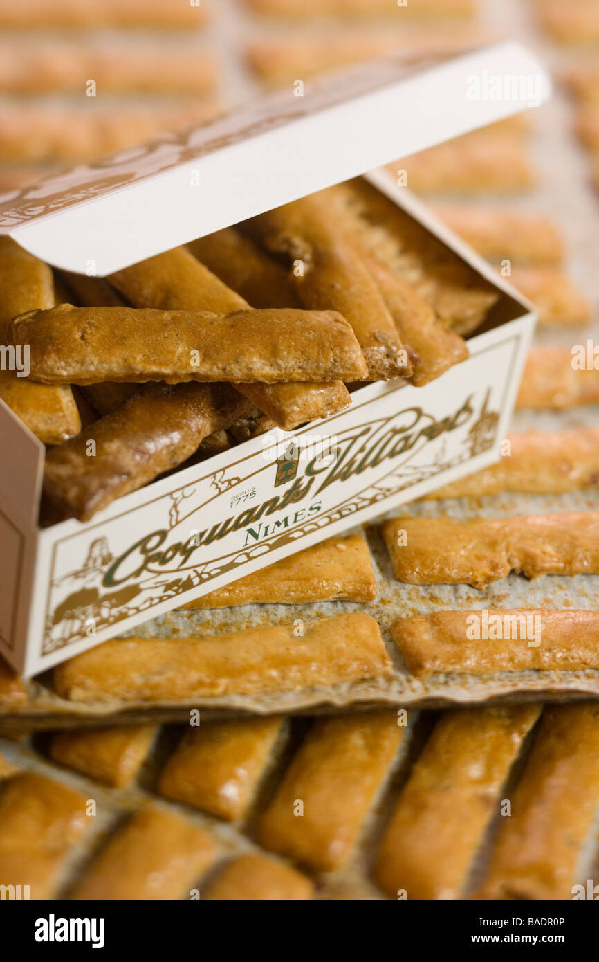 France, Gard, Nimes, croquant villaret crisp cookies, local speciality ...