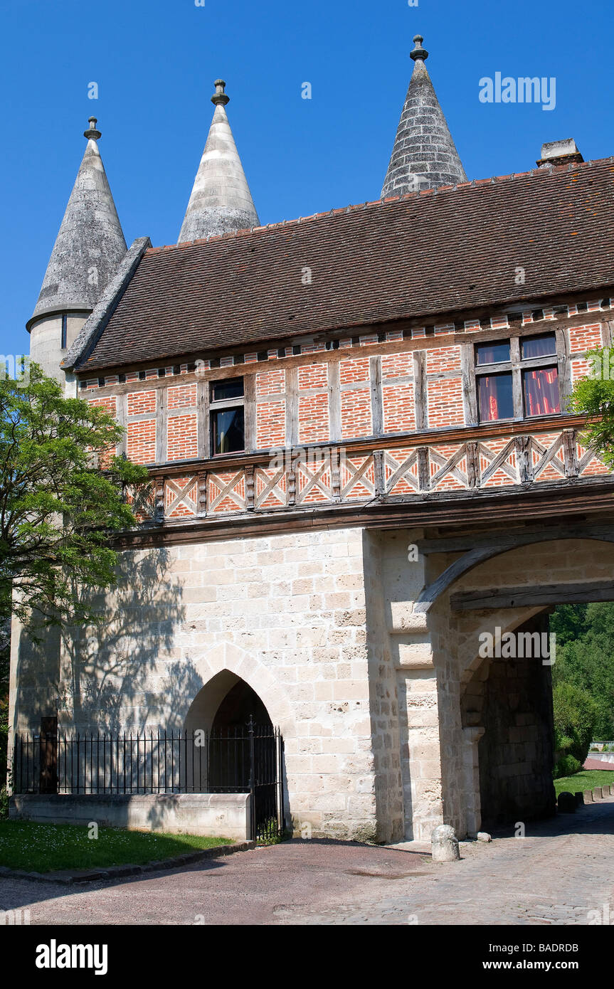 France, Aisne, Longpont, the fortified gate of the cistercian abbey ...