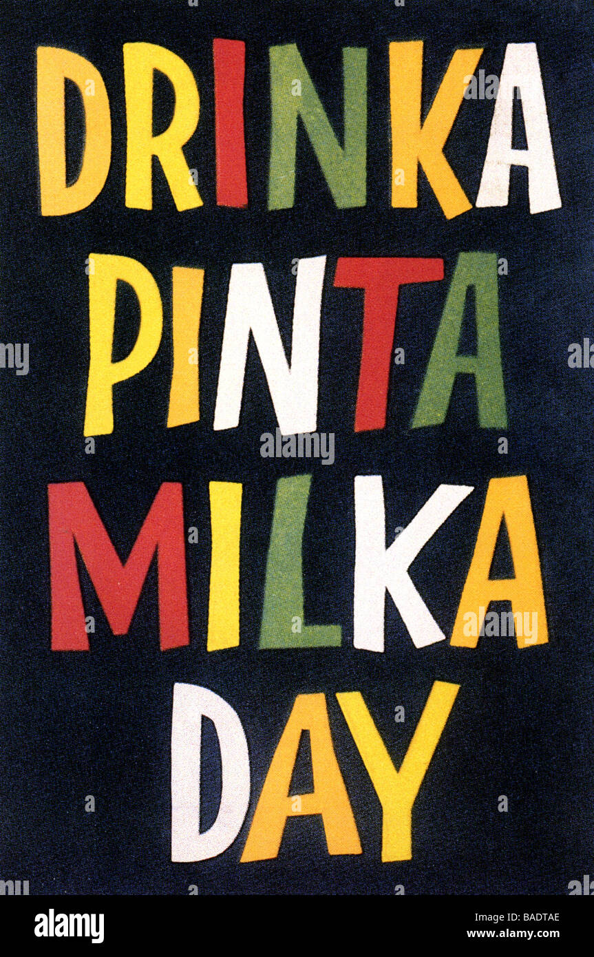 DRINKA PINTA MILKA DAY 1958 advert from the British National Milk ...
