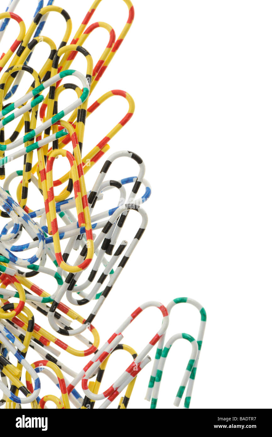 Color paper clips Office subject it is isolated on a white background ...
