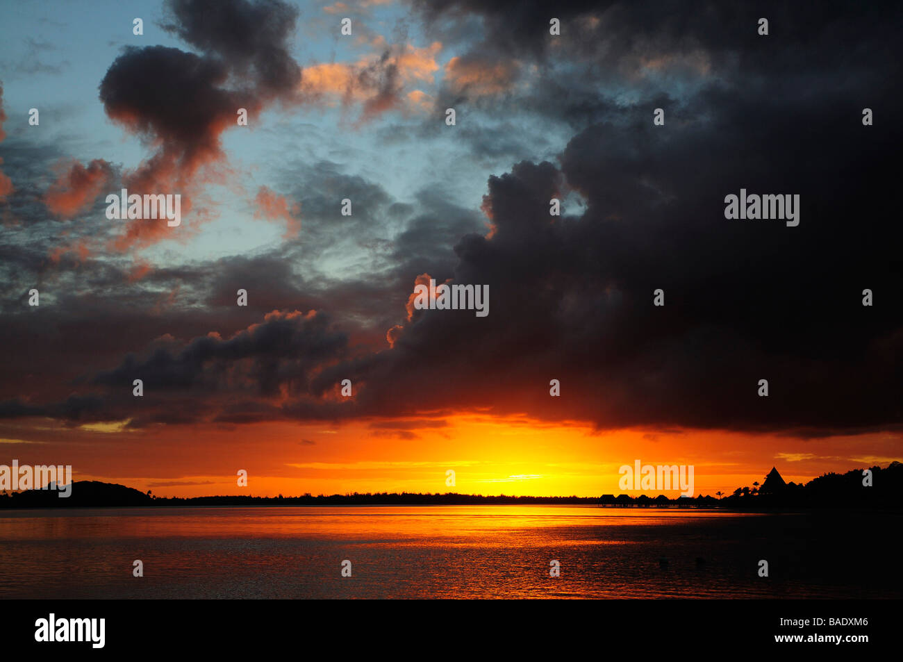 Sunrise, Matira Point, Bora Bora, French Polynesia Stock Photo - Alamy