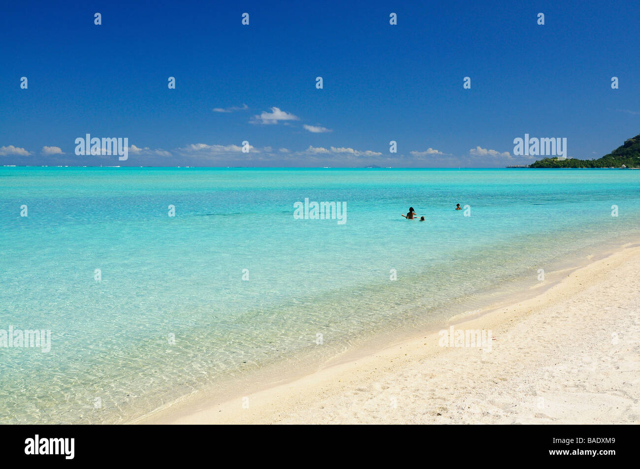 People in Water, Matira Beach, Bora Bora, French Polynesia Stock Photo ...