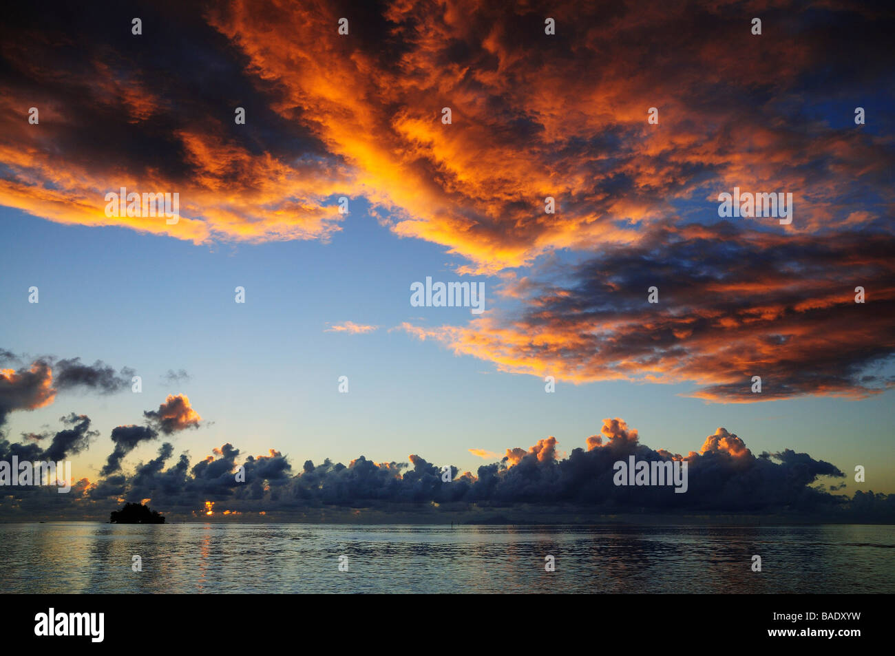 Clouds over Ocean at Sunrise, Raiatea, French Polynesia Stock Photo - Alamy