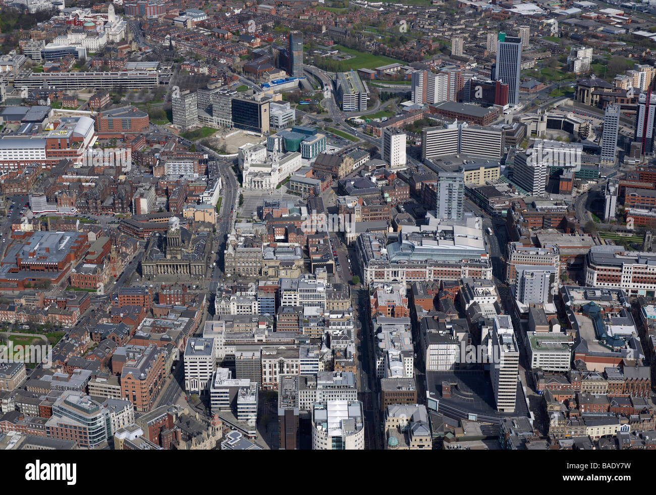 Aerial View of Leeds City Centre Civic area, 2009, Northern England ...