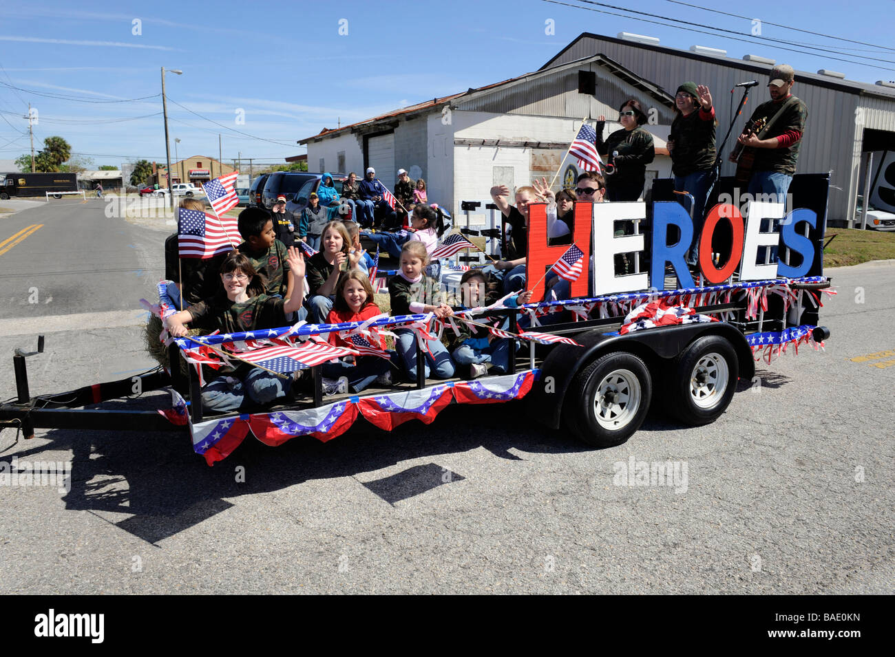 Patriotic Float in Strawberry Festival Parade Plant City Florida Stock ...