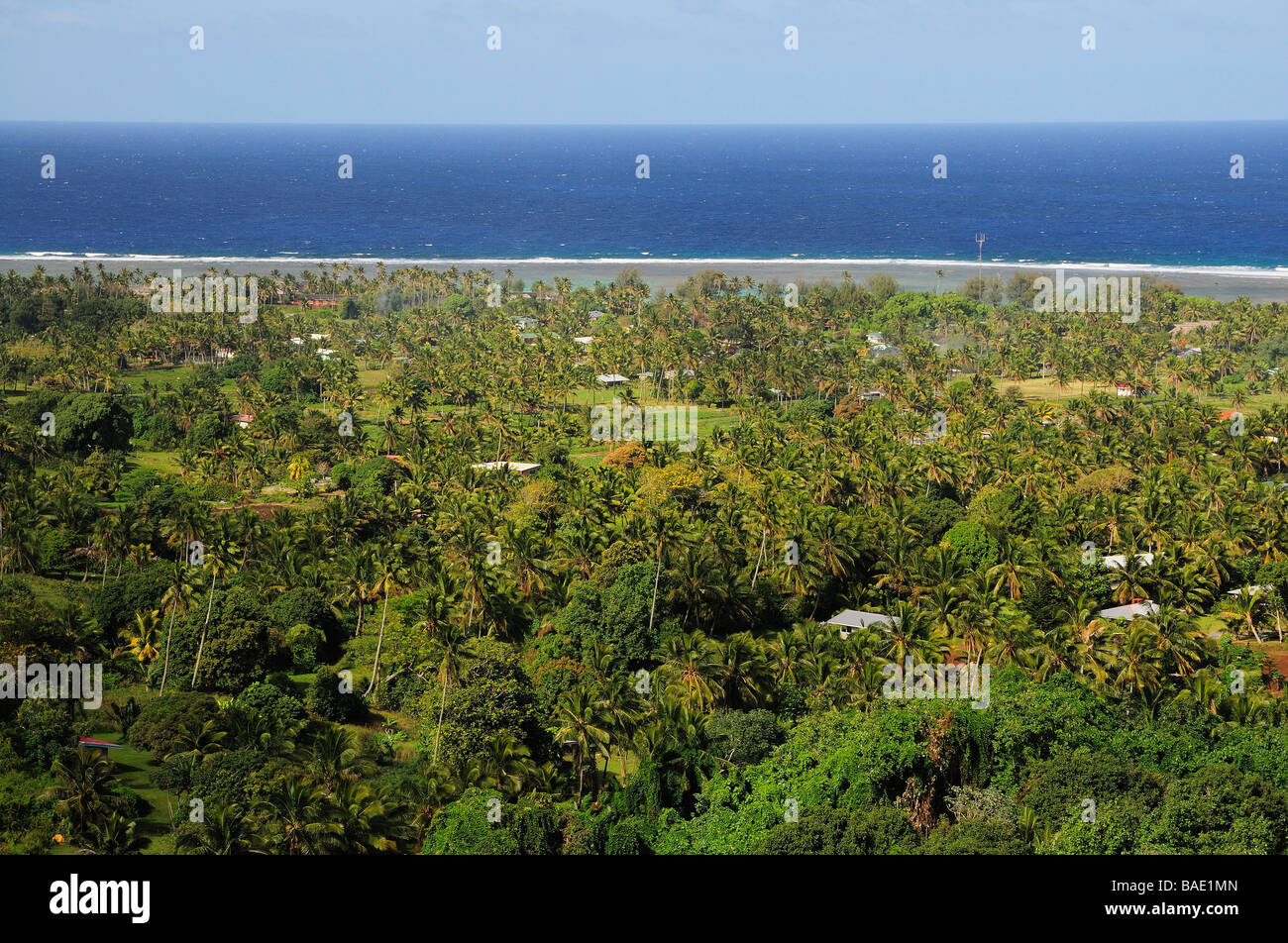 Overview of Coastal Village, Arorangi, Rarotonga, Cook Islands Stock ...