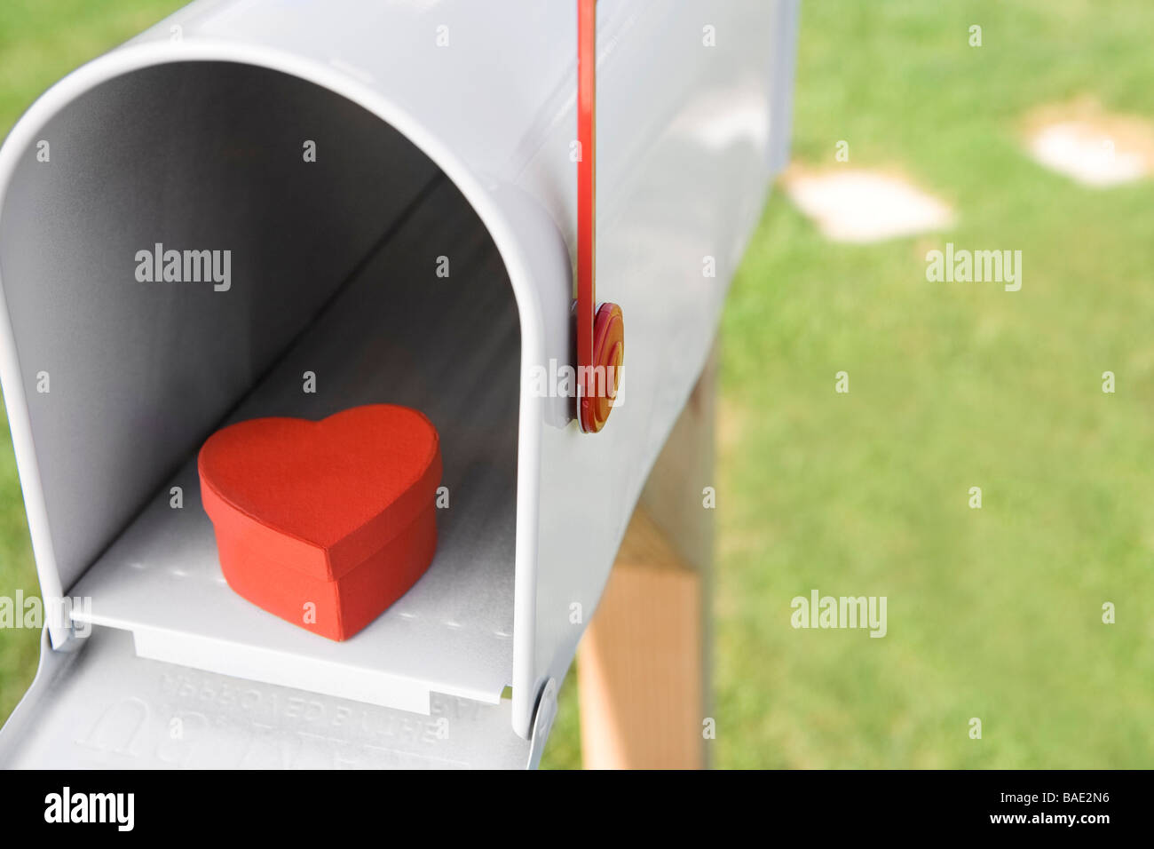 Heart Shaped Box in Mailbox Stock Photo - Alamy