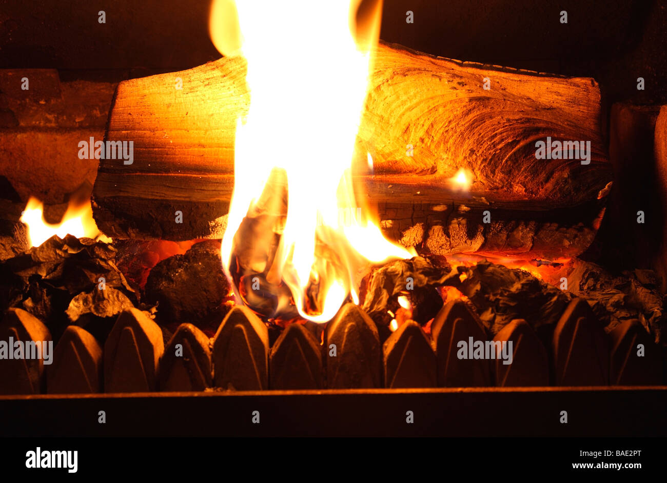 Flames in a wood fire Stock Photo - Alamy