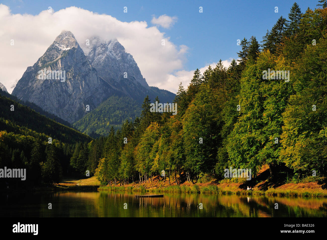 Mountains by Lake Riessersee, Garmisch-Partenkirchen, Bavaria, Germany ...
