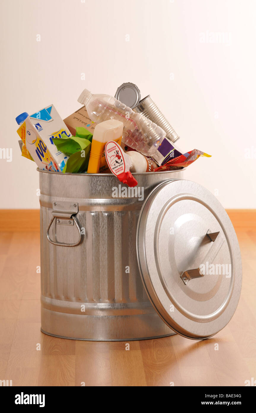 Overflowing Kitchen Trash Can