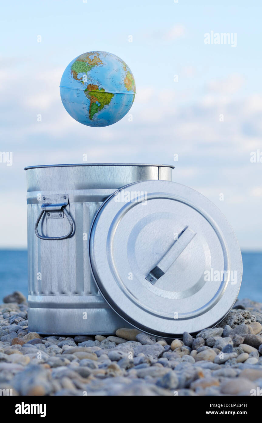 Earth above Garbage Can Stock Photo - Alamy