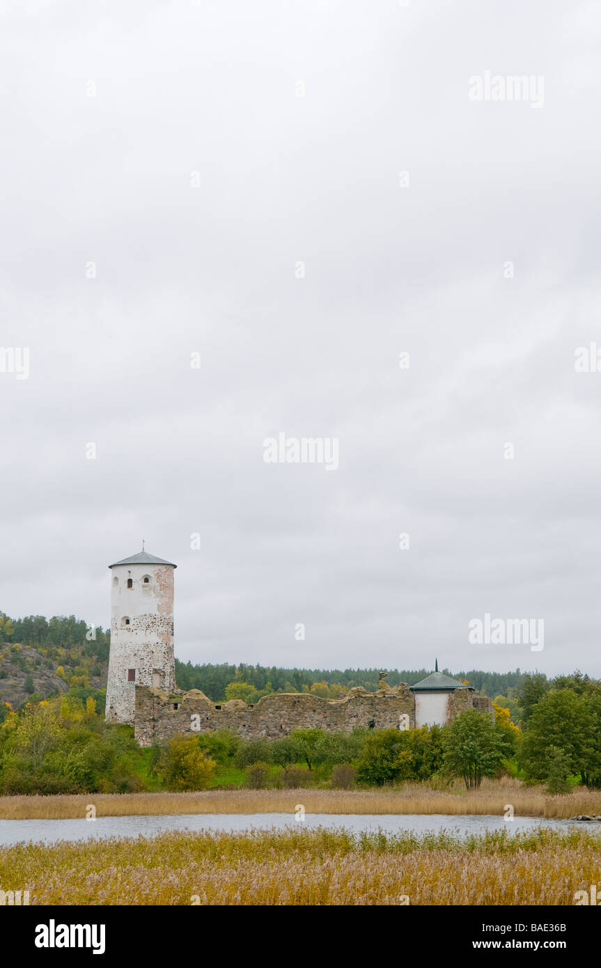 Ancient remains of the medieval castle Stegeborg in Sweden Stock Photo ...