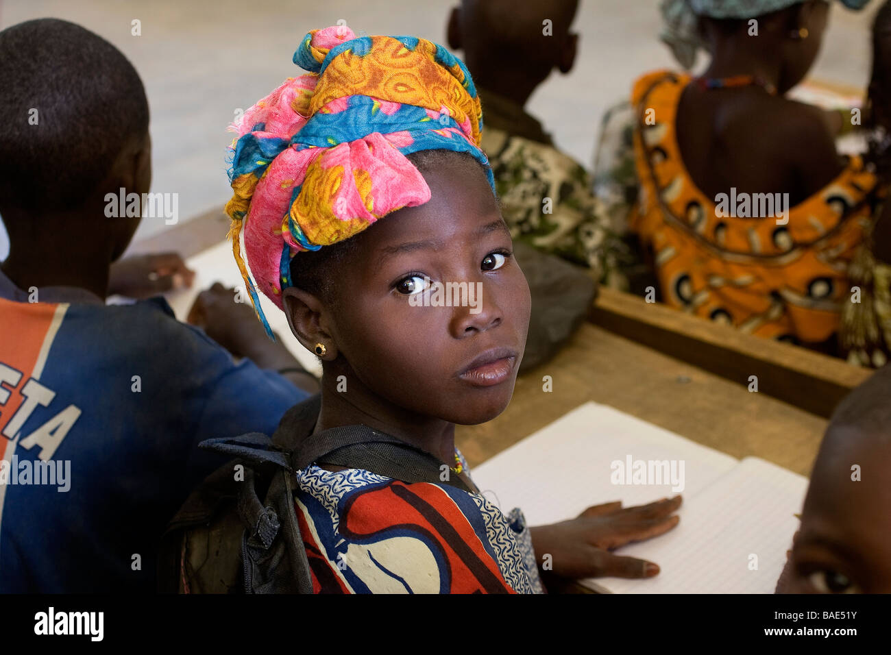 Mali, Niger River banks, schoolchildren of the Third Year Class in ...