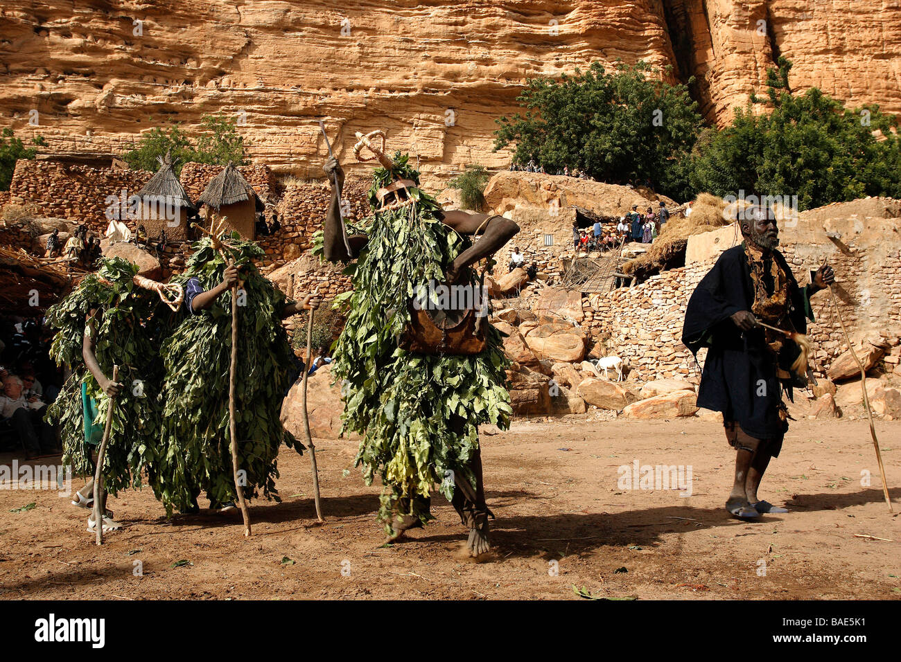 Mali, Dogon Country, ritual dance for a benefactor of the village Stock ...