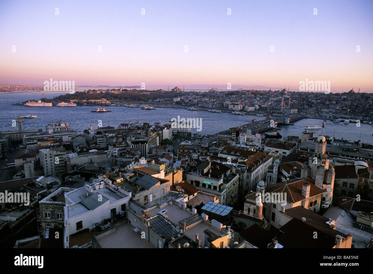 Turkey, Istanbul, Beyoglu District, Panorama upon the Golden Horn from ...