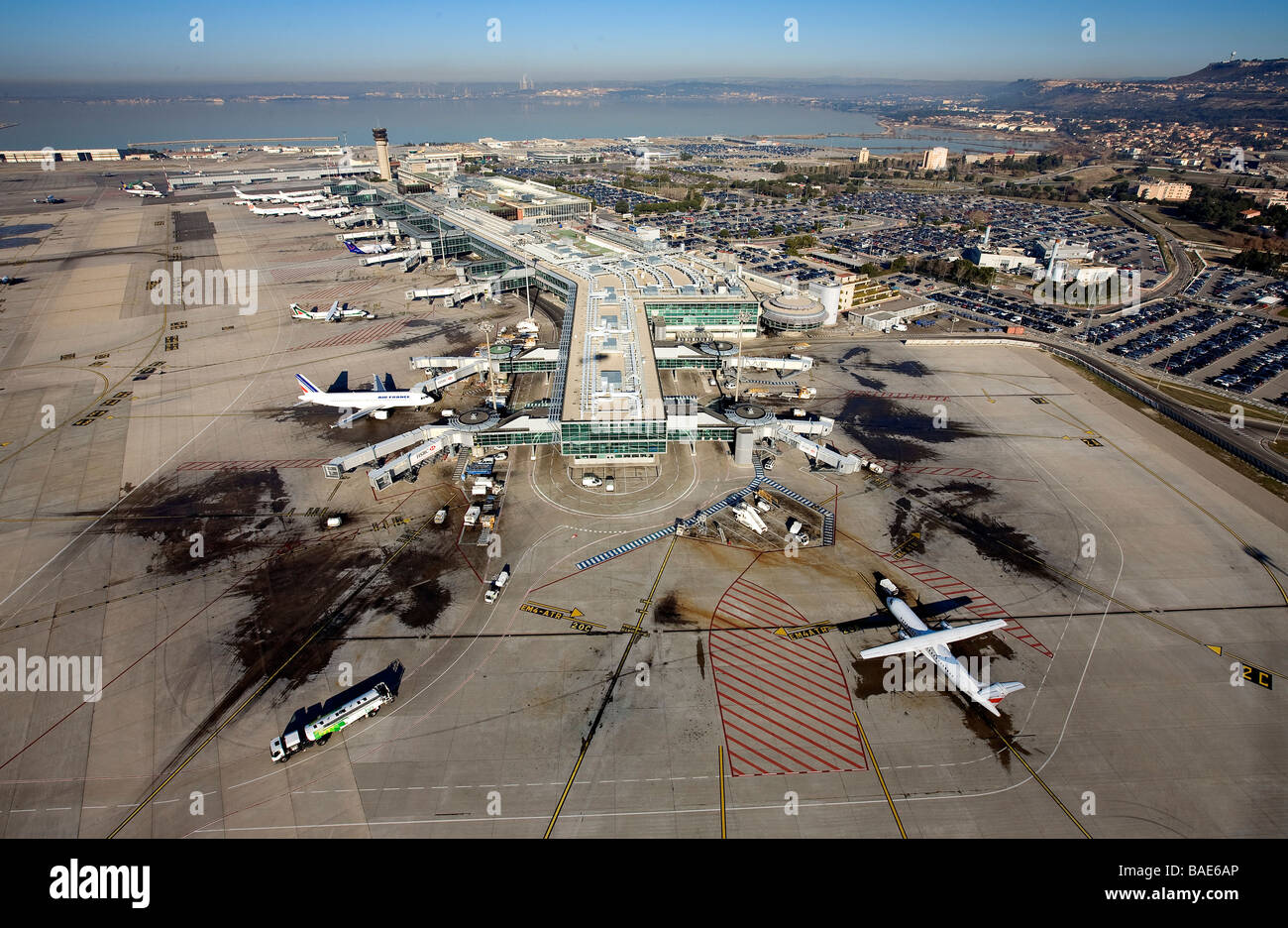 France, Bouches du Rhone, Marseille, airport (aerial view Stock Photo ...