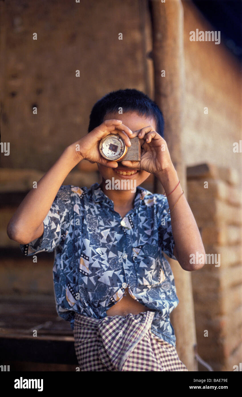 Myanmar (Burma), Mandalay Division, Bagan, portrait of a little Burmese ...