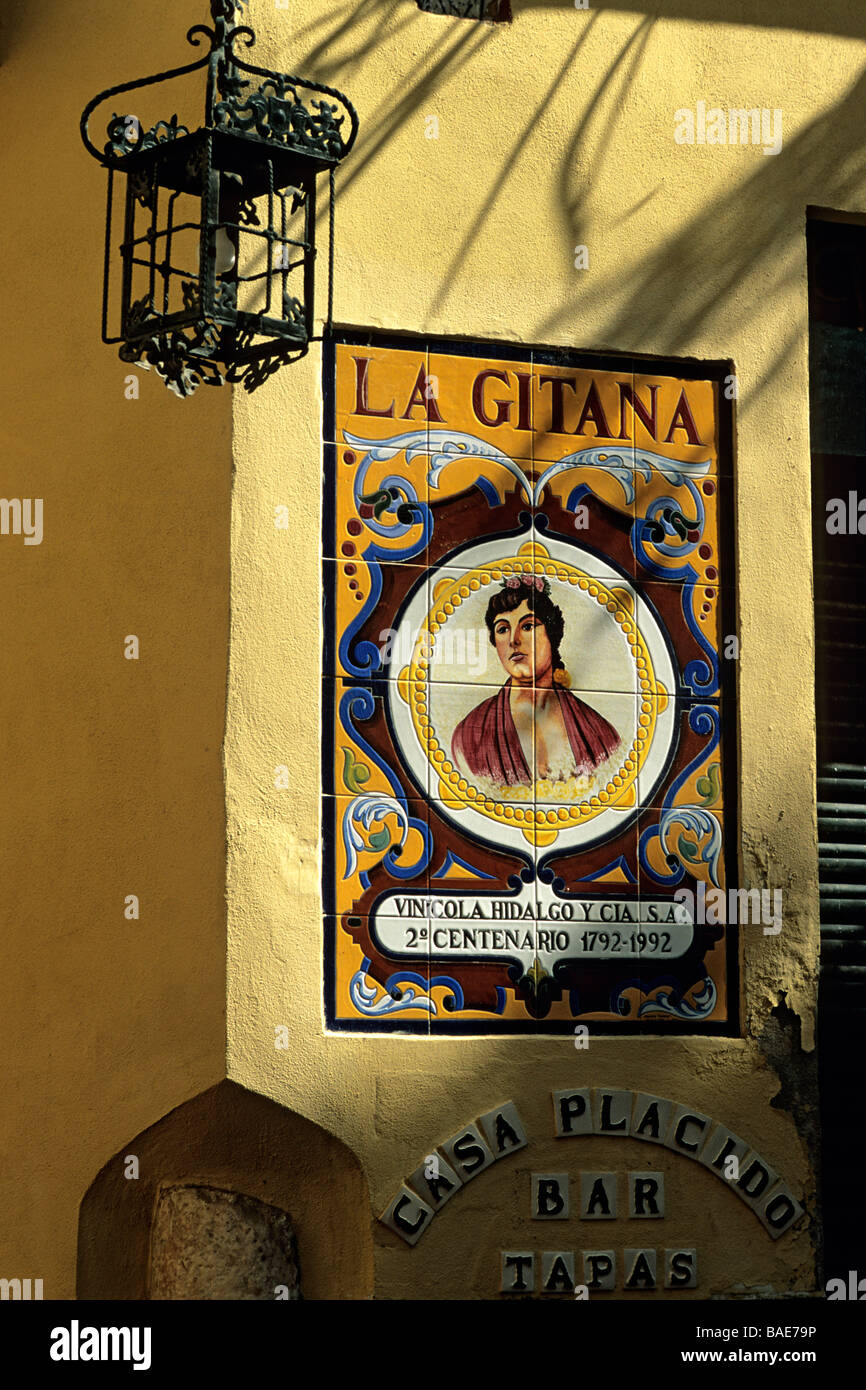 Spain, Andalusia, Sevilla, Santa Cruz District, Tapas Bar sign Stock ...