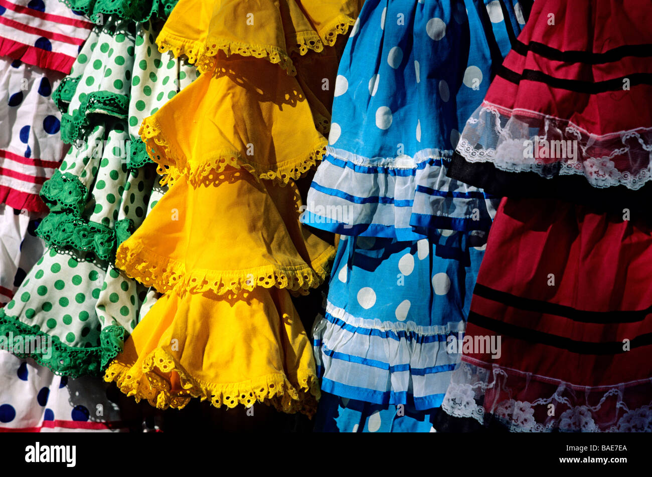 Spain, Andalusia, Sevilla, flamenco dancer dresses Stock Photo - Alamy
