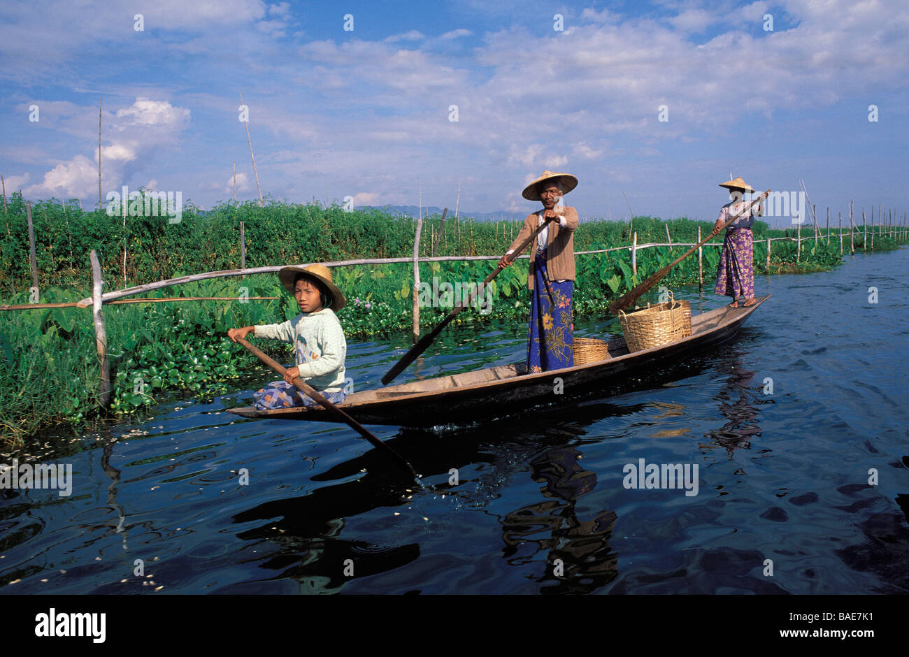Myanmar (Burma), Shan State, Inle Lake, family of Intha ethnic group ...