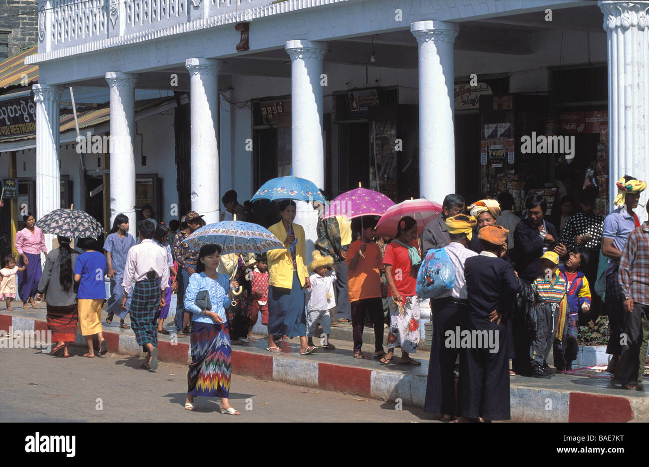 Myanmar (Burma), Shan State, Taunggyi, crowd in the street Stock Photo ...