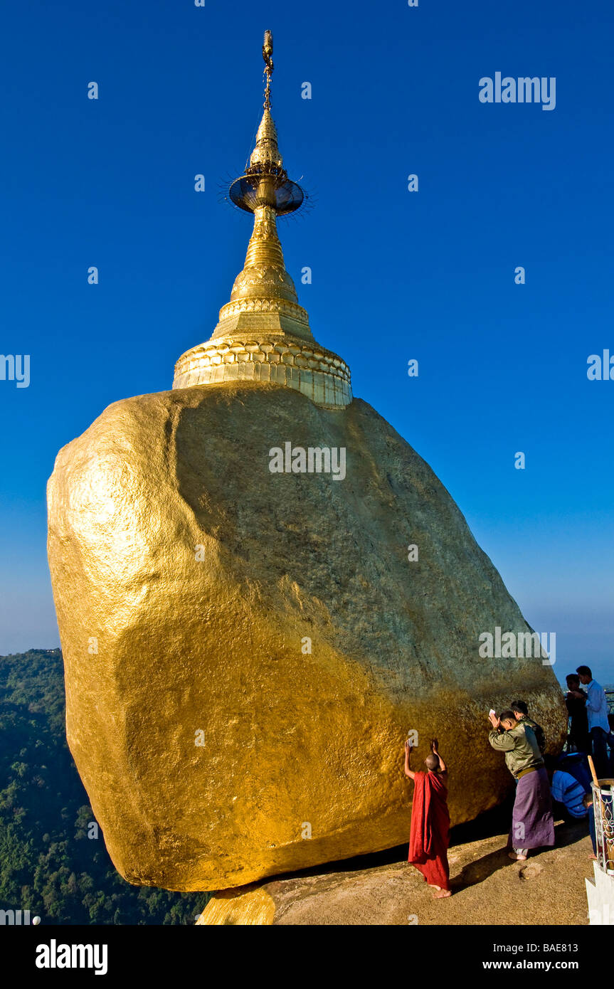 Myanmar (Burma), Mon State, the Golden Rock of Kyaiktiyo Stock Photo ...