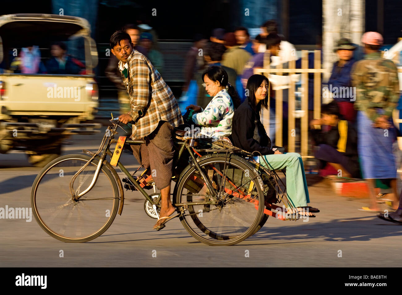 Myanmar (Burma), Mandalay Division, Mandalay, rickshaw near the railway ...