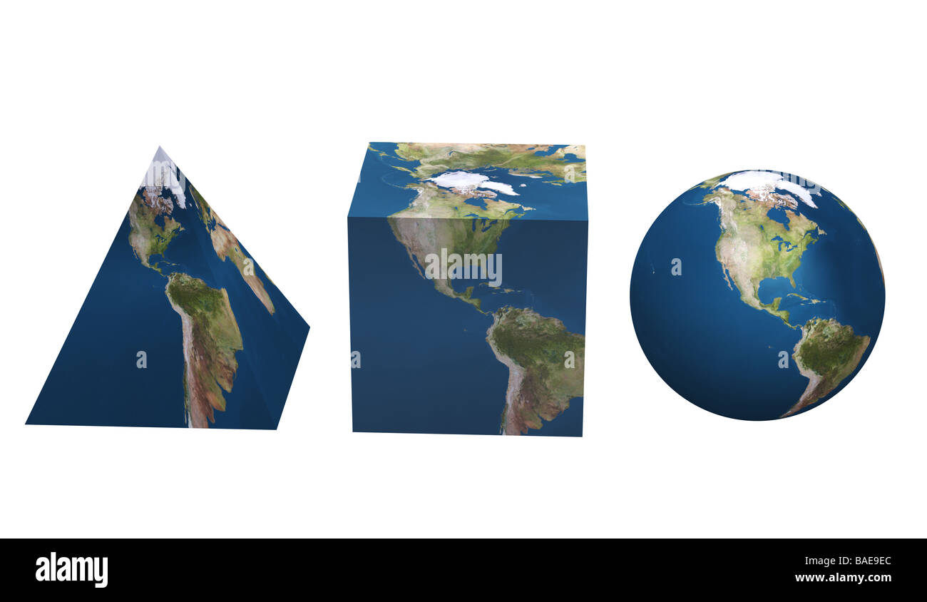 set planet the earth various geometrical form Three dimensional ...