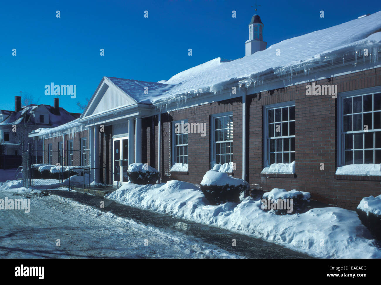 Post office building after snowstorm Stock Photo - Alamy