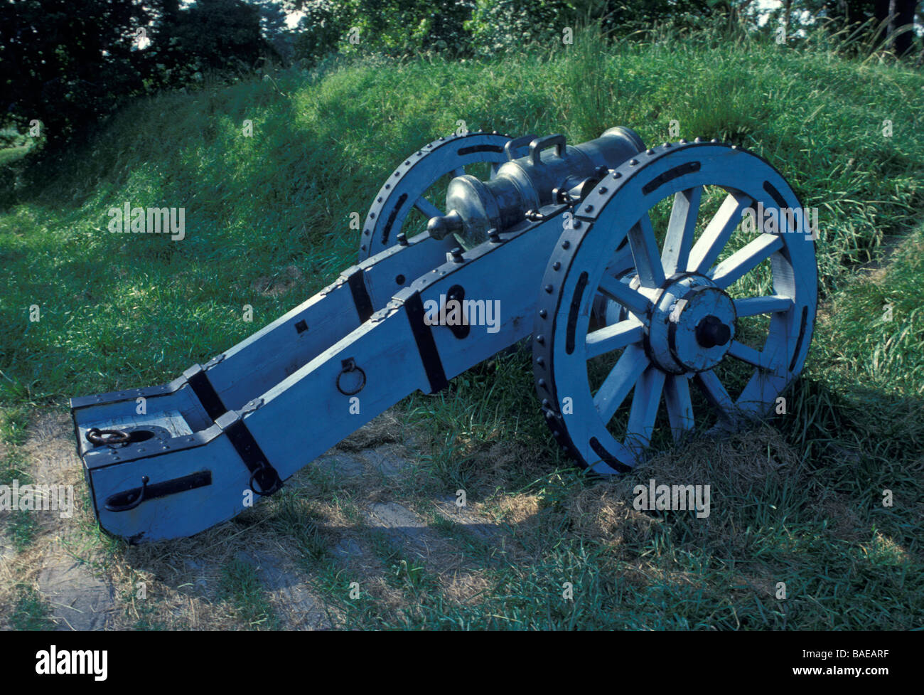 Grand French Battery Cannon in National Colonial Historic Park Stock ...