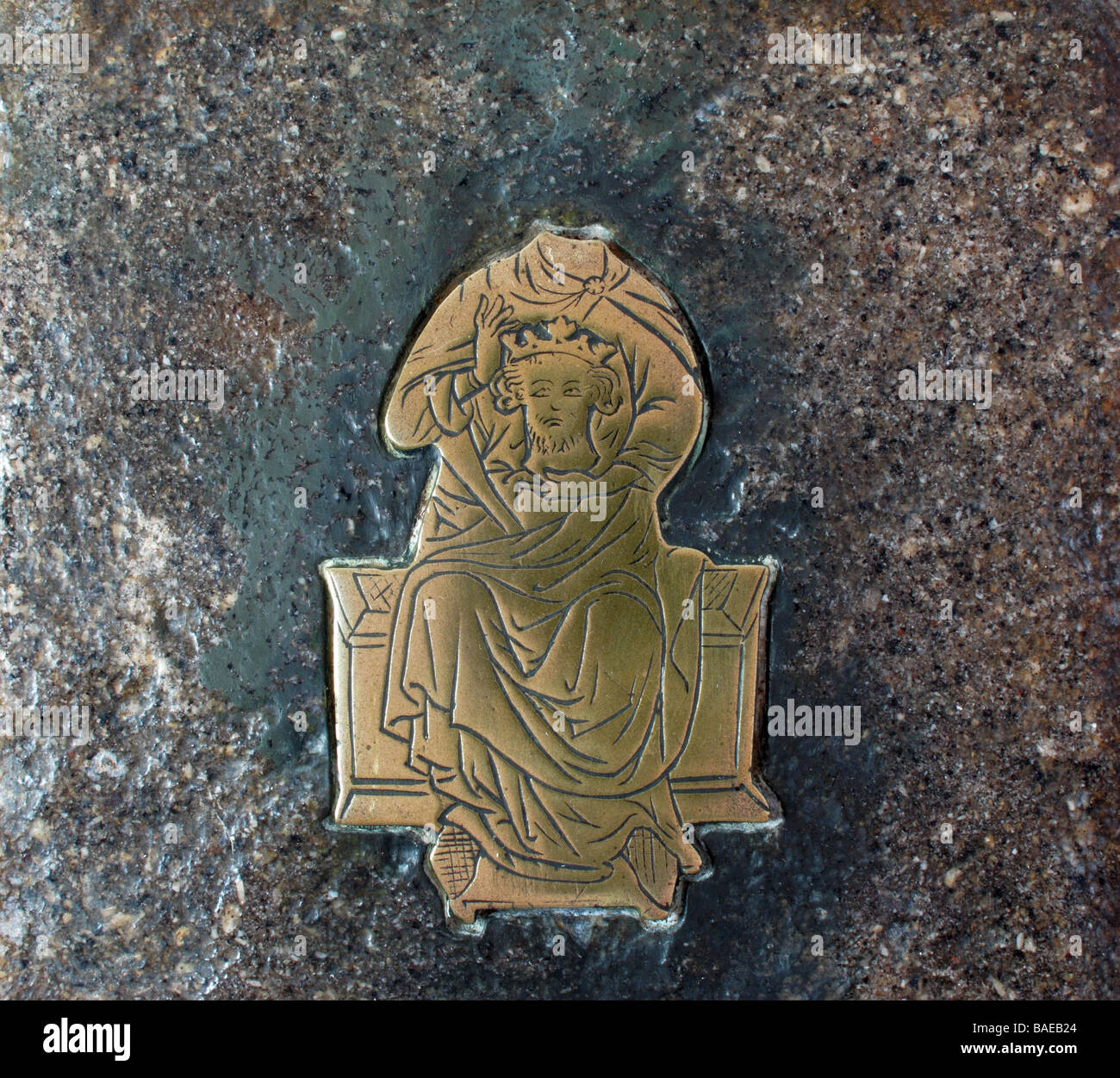 Facsimile Medieval brass of headless king or saint Stock Photo - Alamy