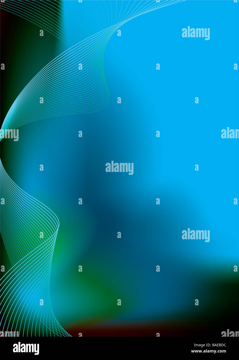 Blue and green background with flowing lines and room to add your own ...