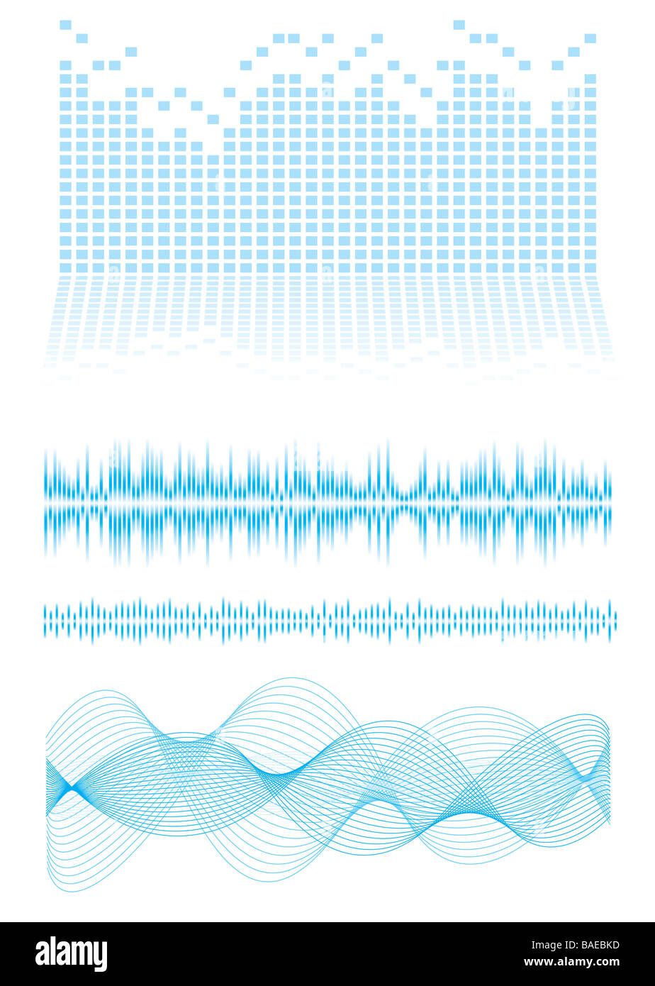 Music inspired background in blue with sound waves and equalizer graph ...
