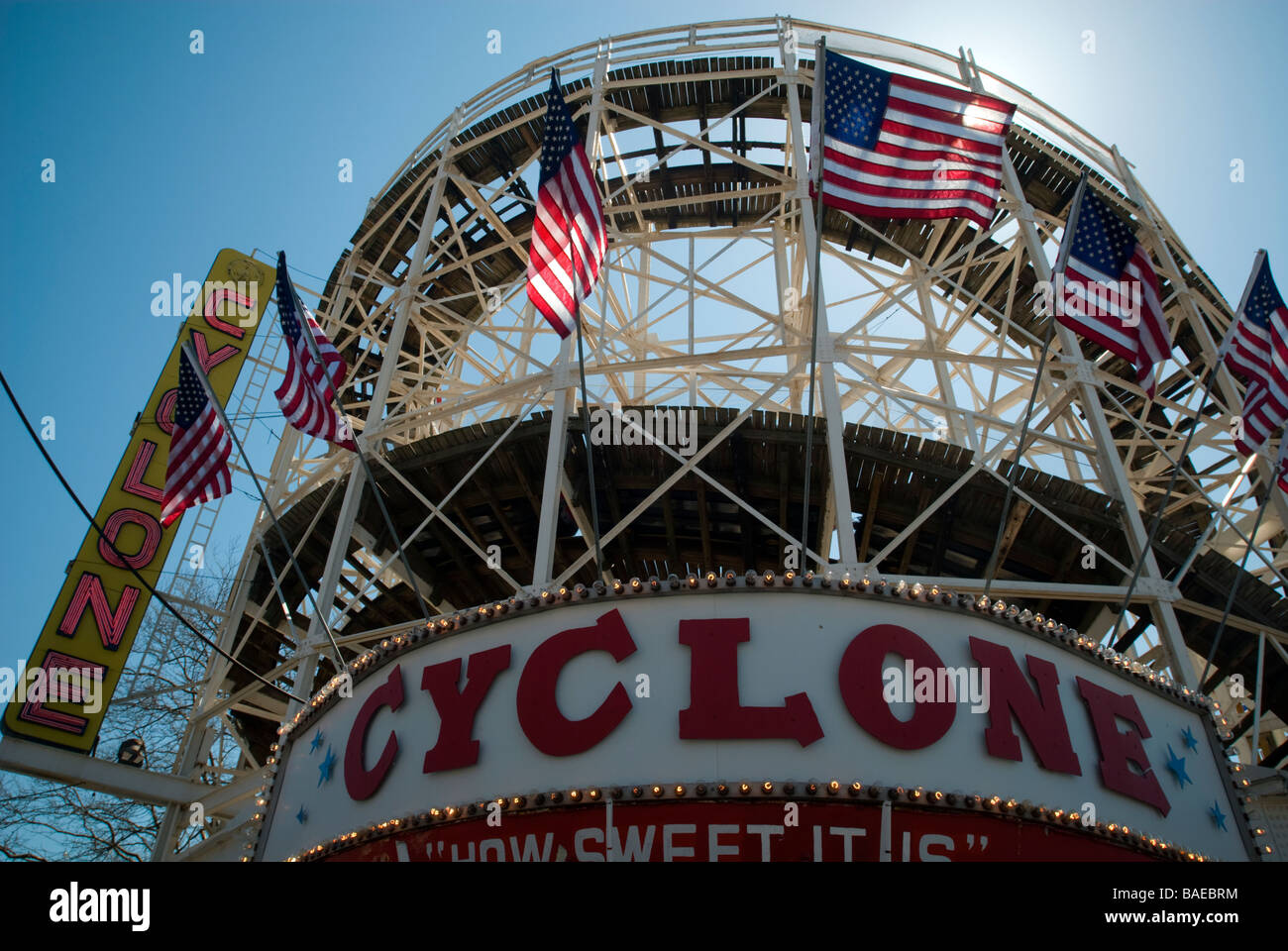 Opening day of the Cyclone roller coaster in Coney Island in New York ...