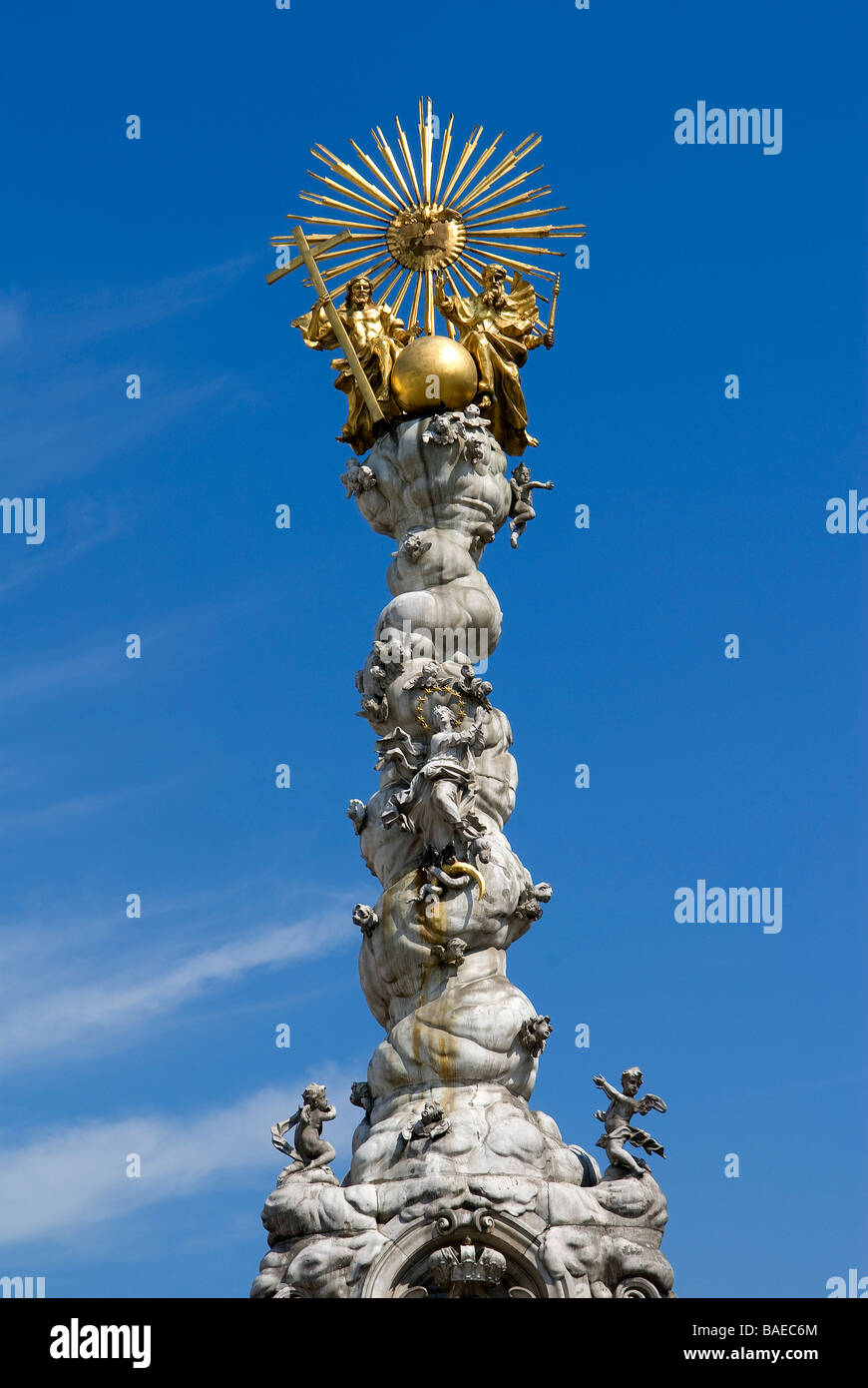 Austria, Linz, baroque column of the Holy Trinity erected in 1723 in ...