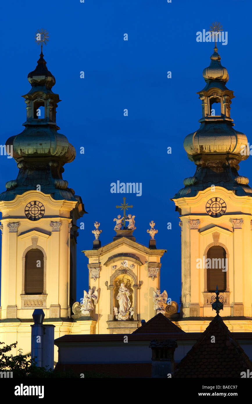 Austria, Linz, the Ursuline baroque church (1736-1772) view from the Bischofstrasse Stock Photo ...