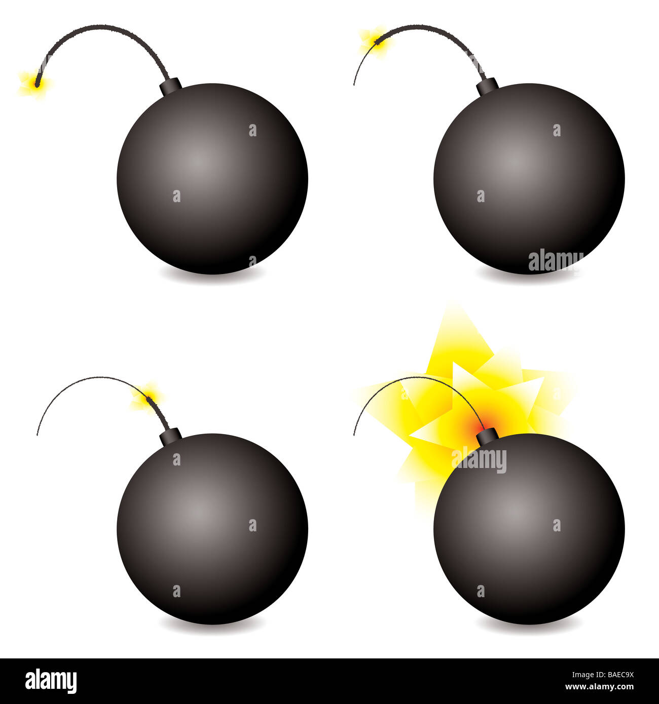 Story of a cartoon bomb at different stages with shadow Stock Photo - Alamy
