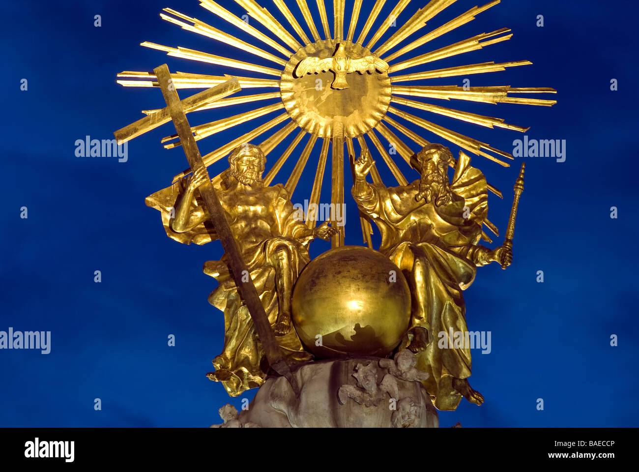 Austria, Linz, baroque column of the Holy Trinity erected in 1723 in ...