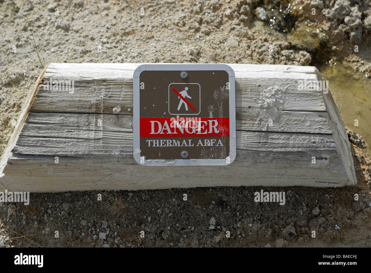 Sign Yellowstone danger thermal area Stock Photo - Alamy
