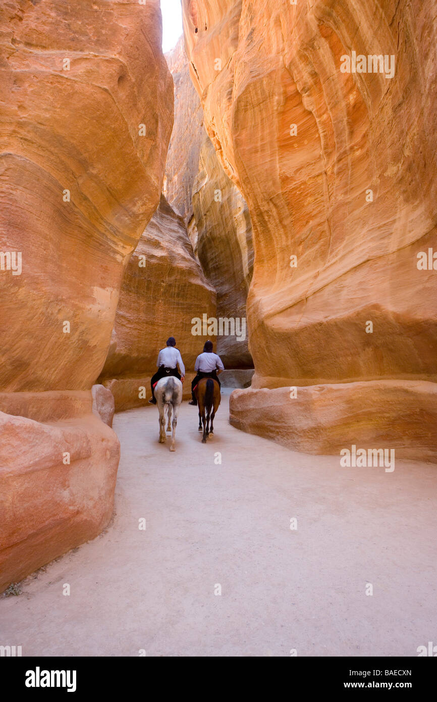 Police patrol on horseback The Bab Al-Siq Area in the ancient city of ...