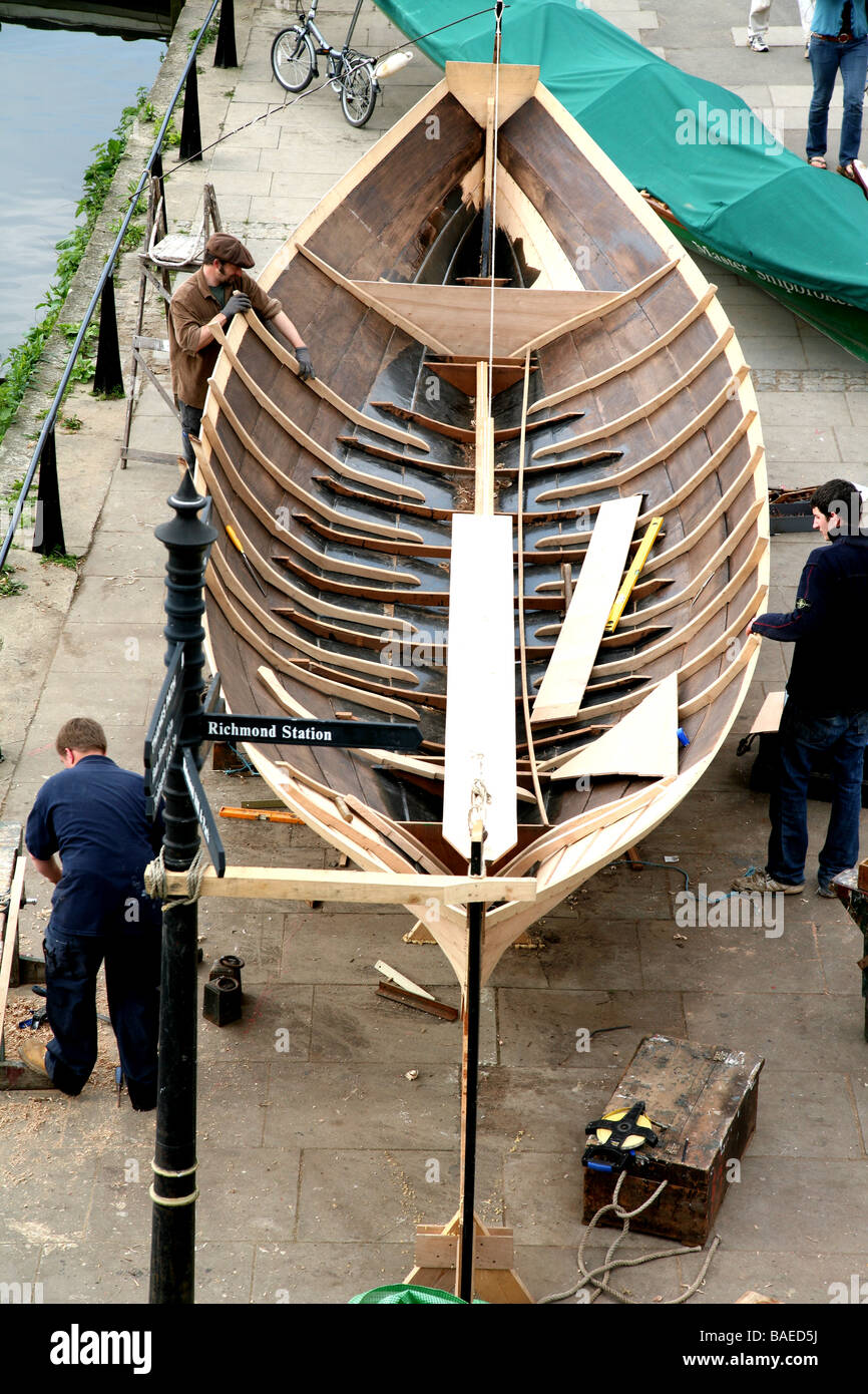 Traditional boat building beside River Thames Richmond Surrey 2009 ...
