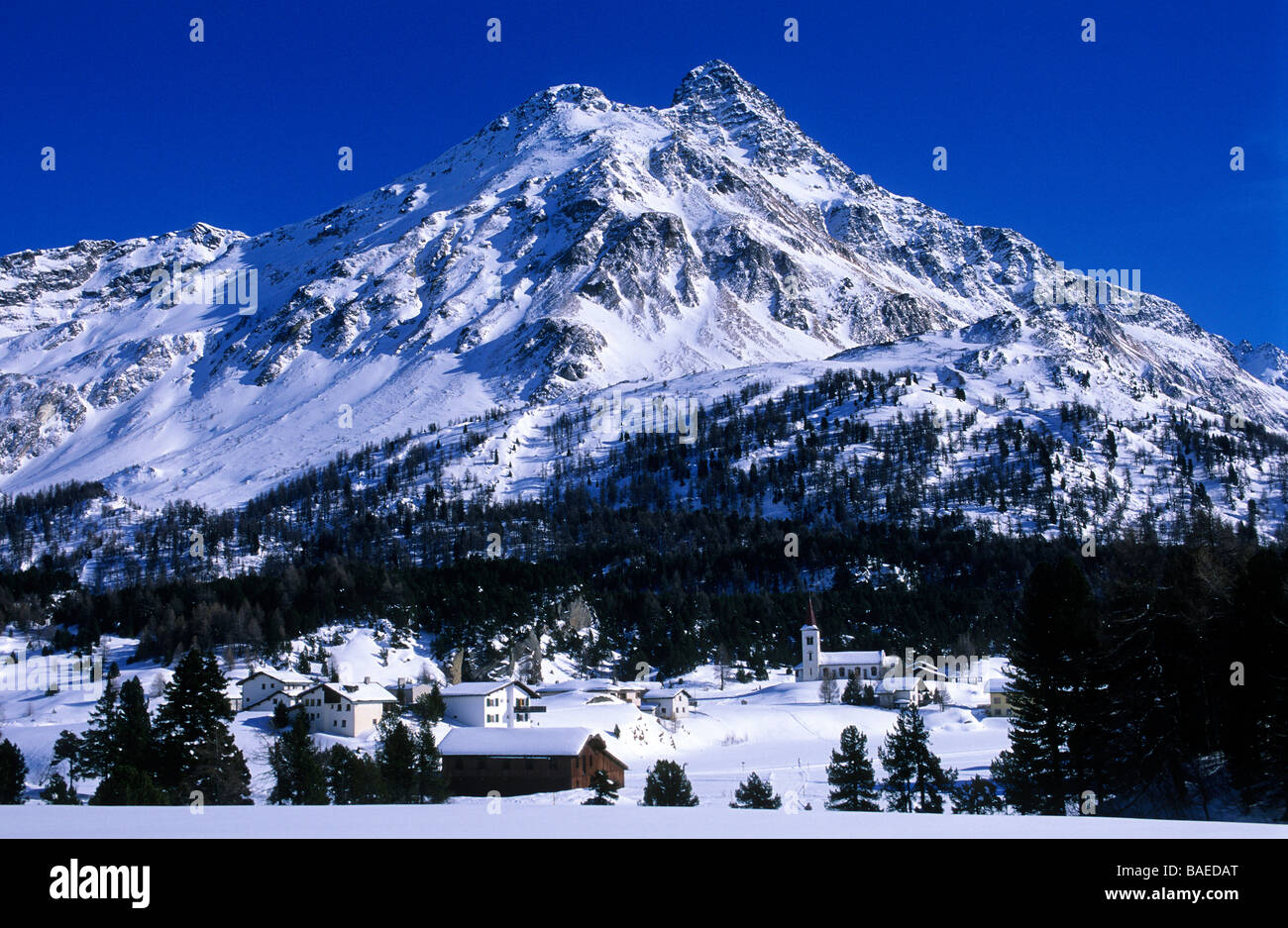 Switzerland, canton of Grisons, Engadine region, cable-car of Jakoshorn ...