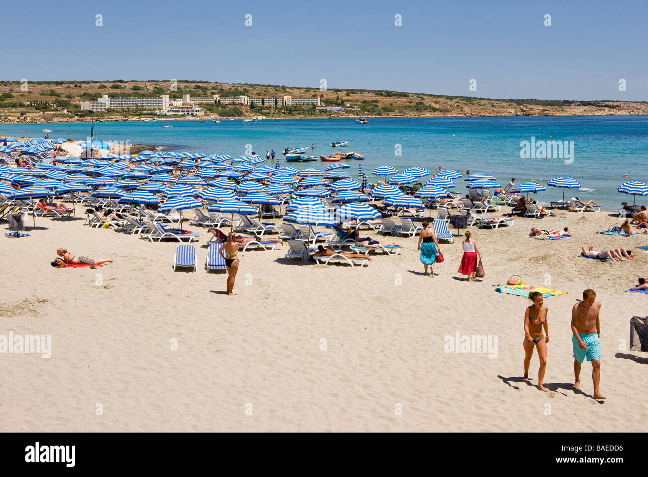 Malta, Mellieha Bay, the beach Stock Photo, Royalty Free Image ...