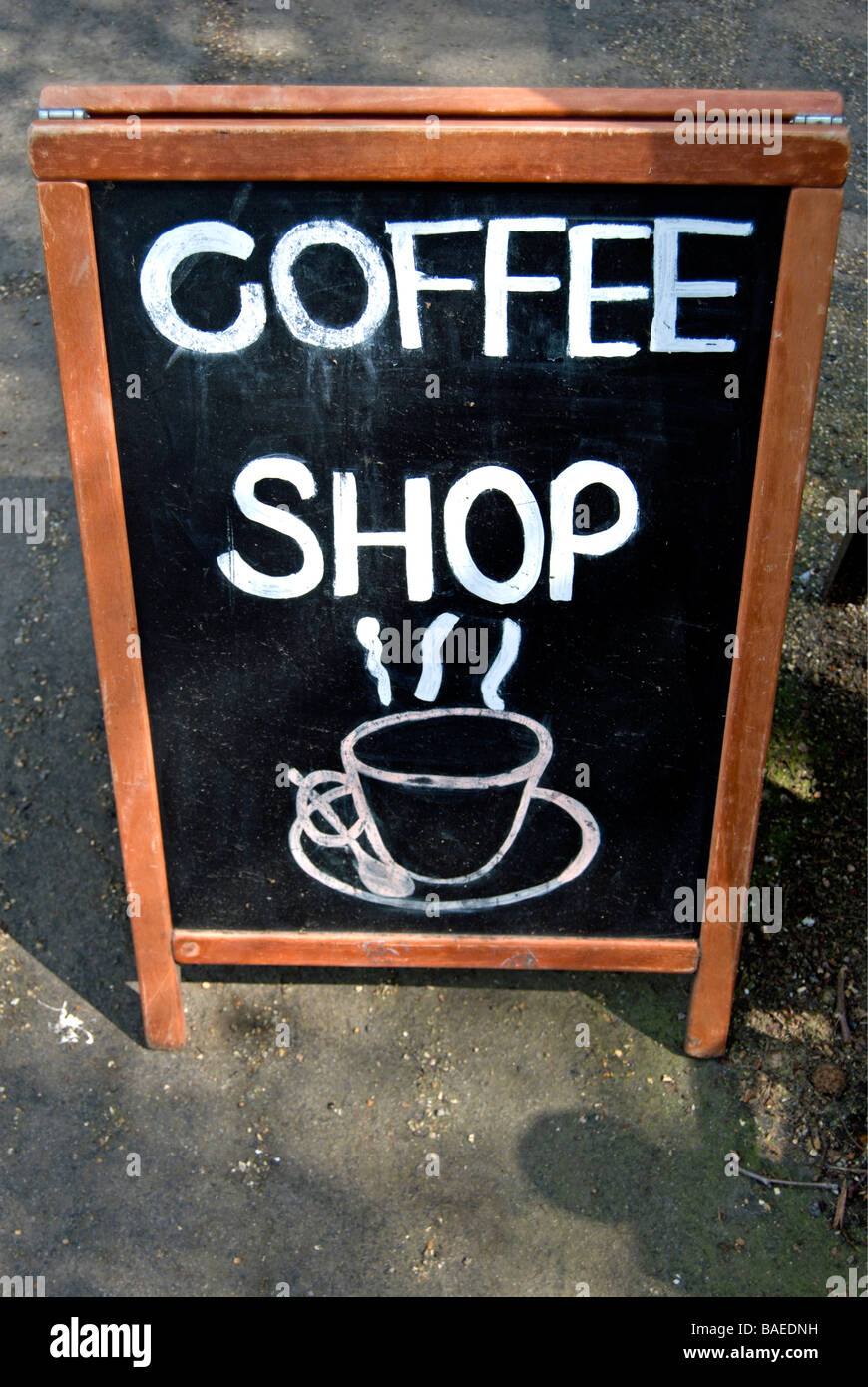british hand-drawn sign for a coffee shop Stock Photo - Alamy
