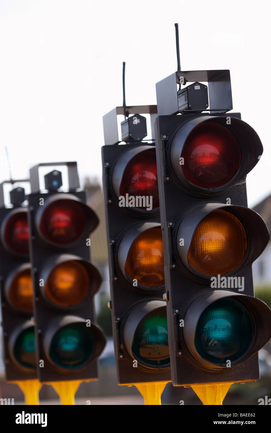 A set temporary traffic lights, Ipswich, Suffolk, UK Stock Photo - Alamy