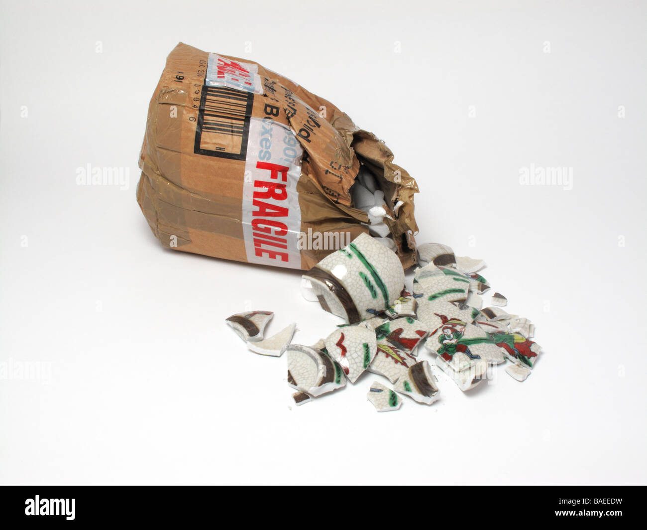 Cardboard box parcel sent to China but returned damaged 8 weeks later ...