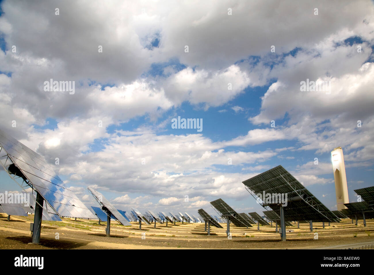 Fish-eye view of solar tower, Spain Stock Photo - Alamy