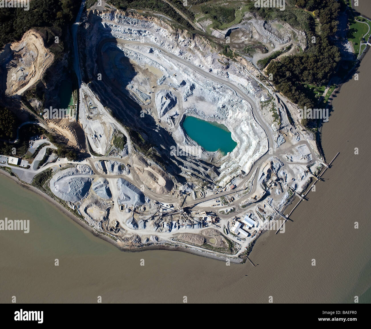 aerial view above Durta rock quarry San Rafael California Stock Photo ...