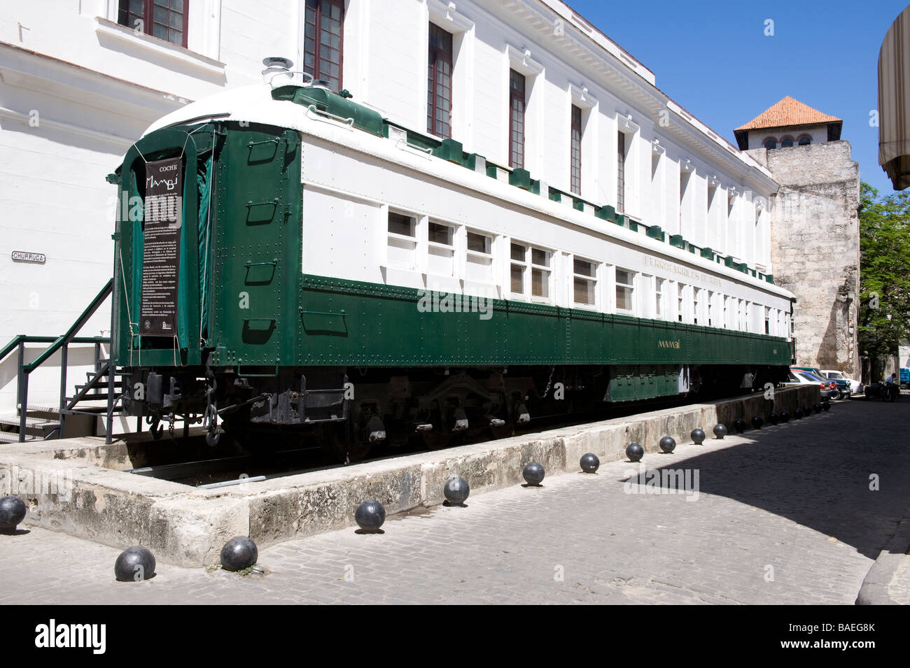 A train carriage on display in the old town of Havana, Cuba Stock Photo ...